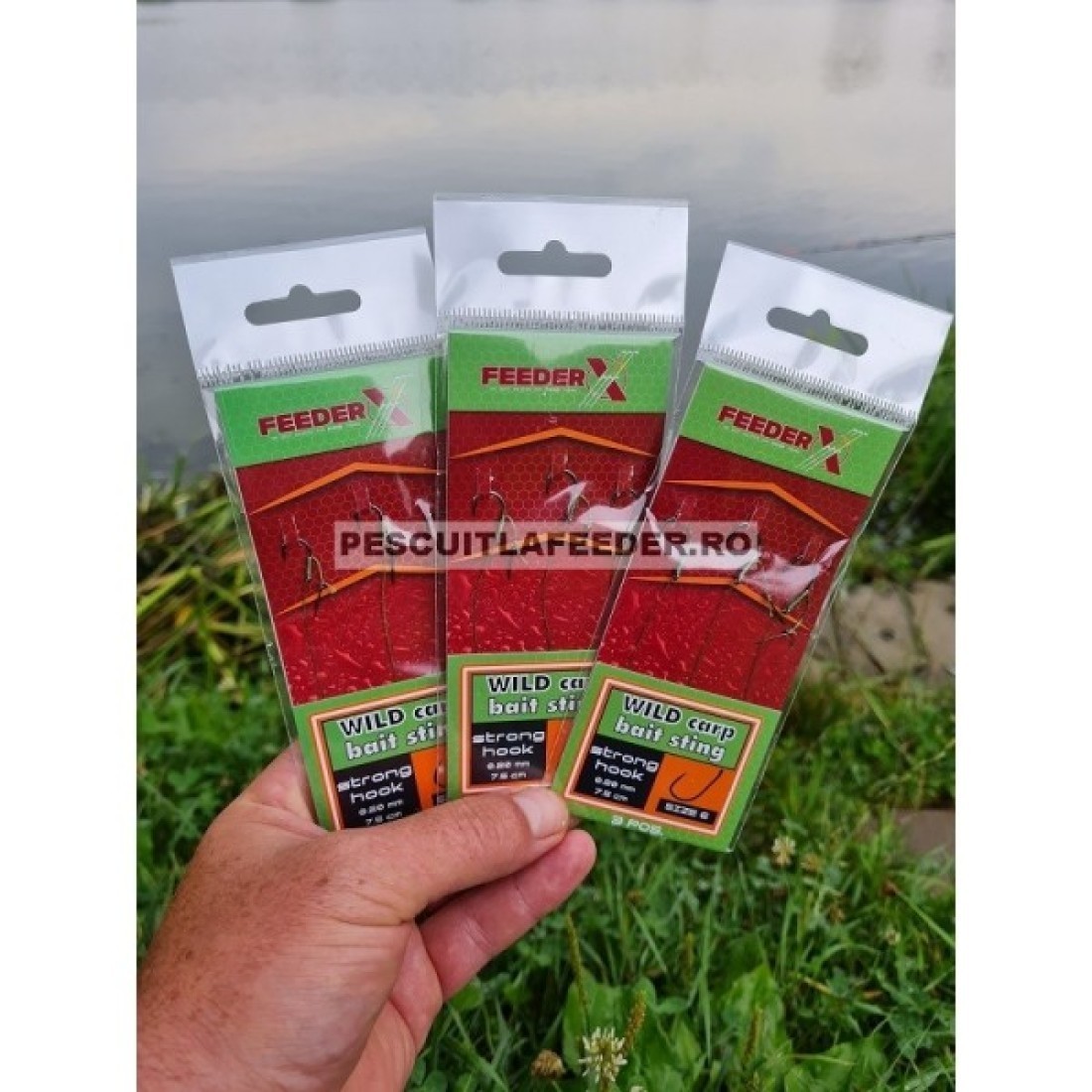 Cârlige legate FeederX Wild Carp Hook Bait Sting, Nr.10, 3buc/plic - PLF125-10